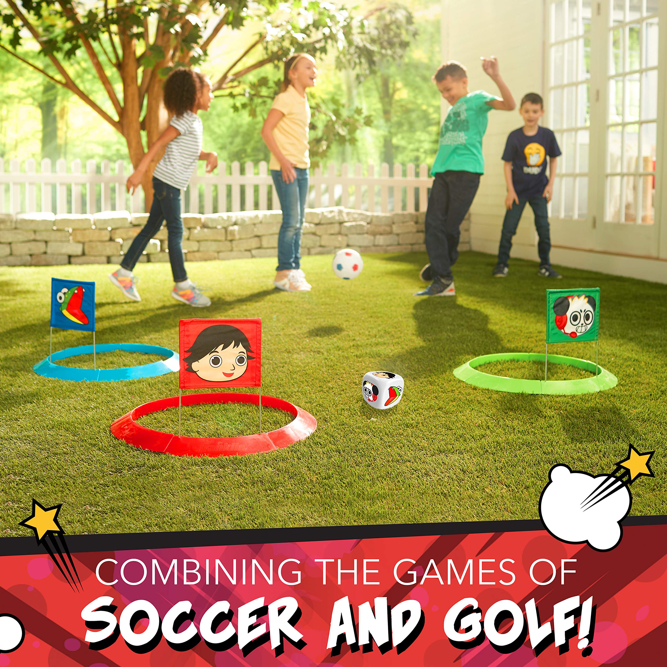 Franklin Sports Ryan's World Kids Soccer Golf Set with 1 Soccer Ball & 3 Targets with Flags - 20" Targets
