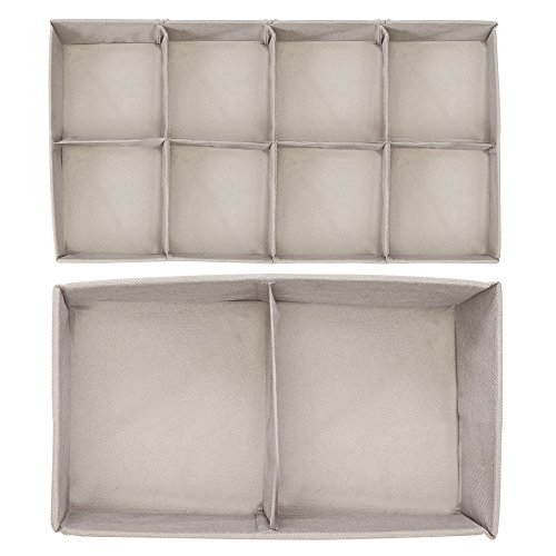 iDesign Chevron, 10 Compartments, InterDesign Fabric Dresser Drawer Storage Organizer for Underwear, Socks, Bras, Tights, Leggings-Set of 2, Taupe/Natural