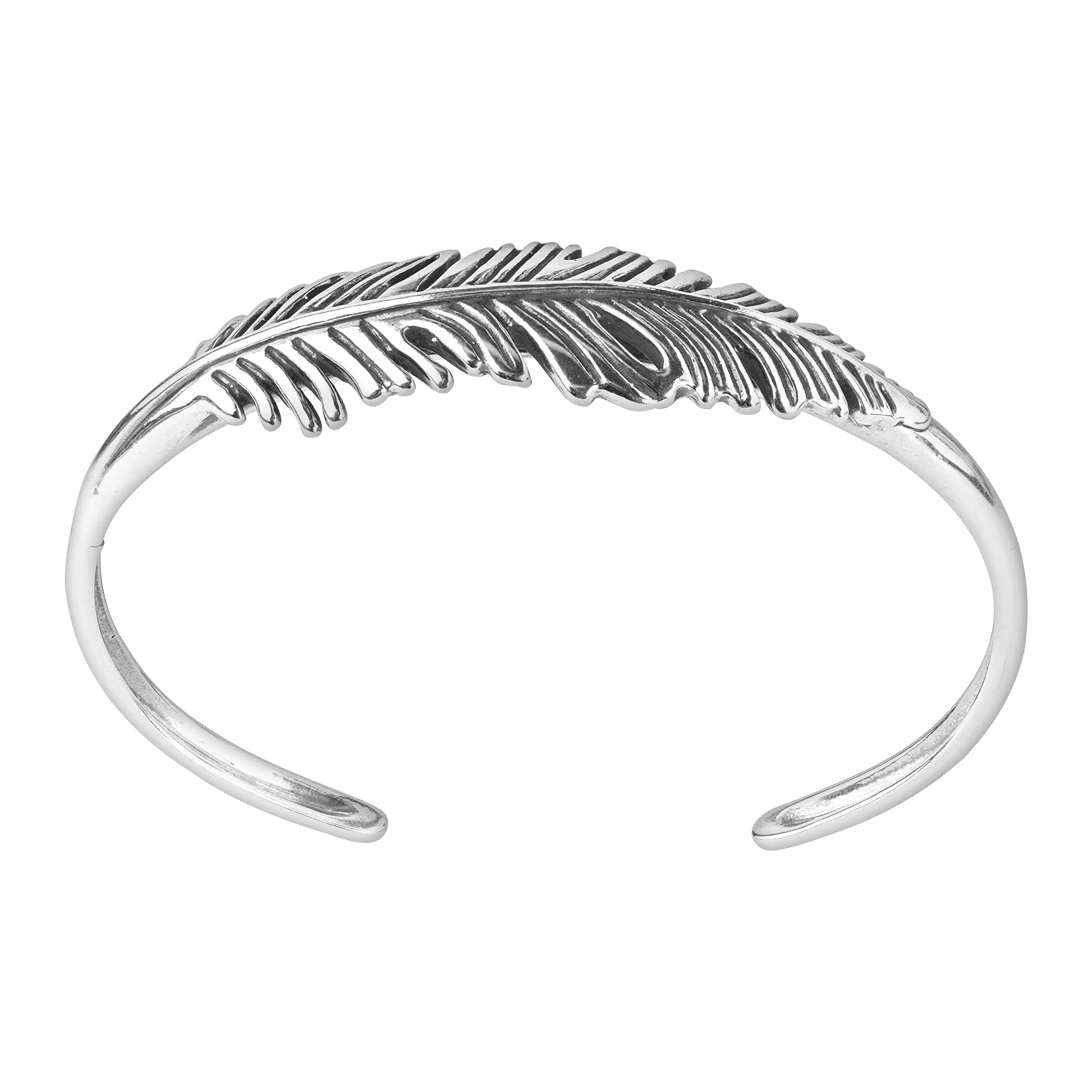 American West Sterling Silver Feather Cuff Bracelet Size Medium