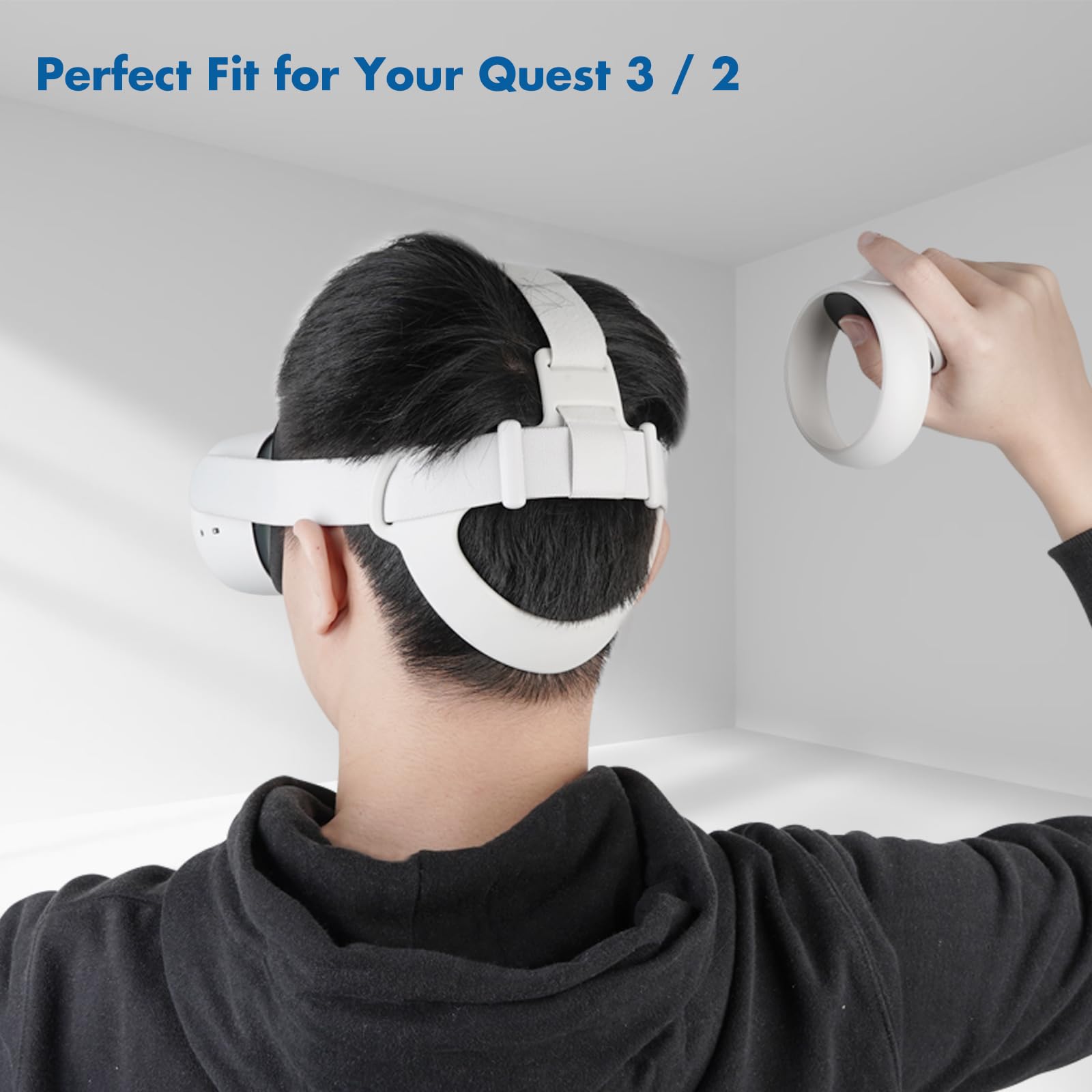 KIWI design Headset Strap Pad Replacement for Elite Strap Compatible with Quest 2/Quest 3 (White)