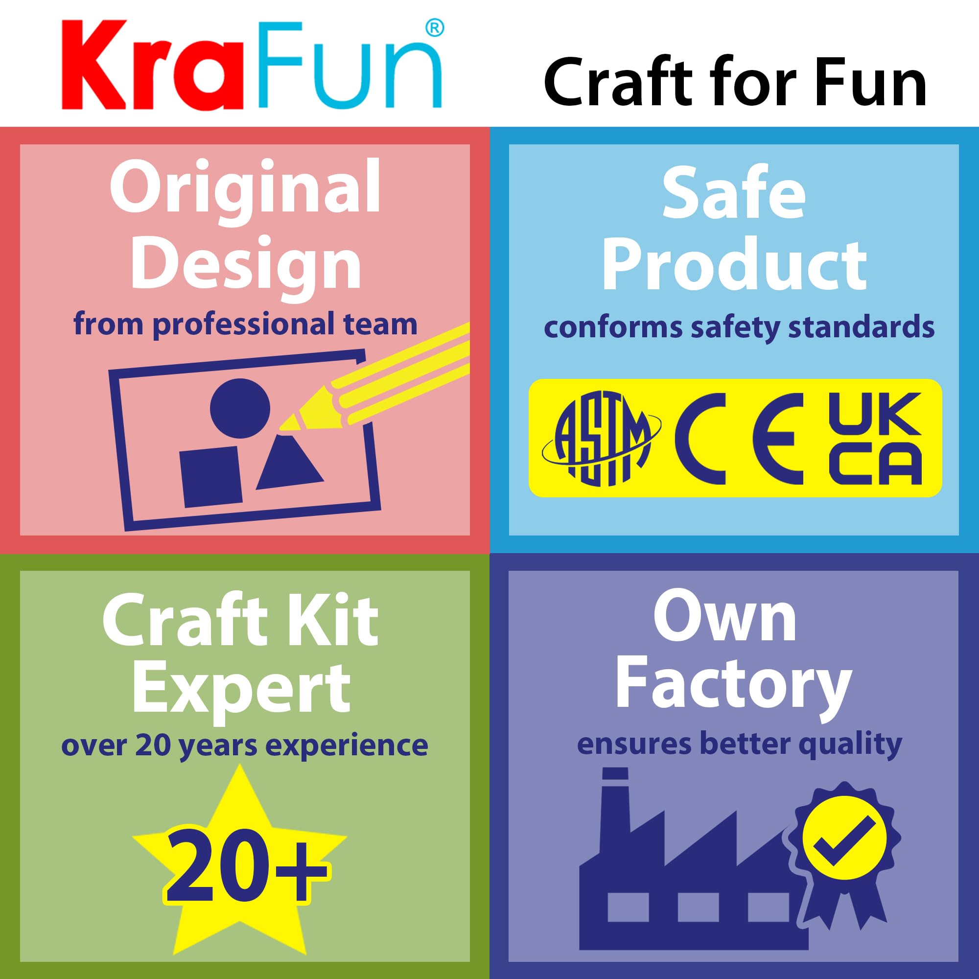 KRAFUN My First Unicorn Kids Sewing kit, Beginner Arts & Crafts, Make 5 Cute Projects with Plush Stuffed Animal, Pillow, Mobile, Keyring and Bag, Instructions & Felt for Learn Sewing, Embroidery