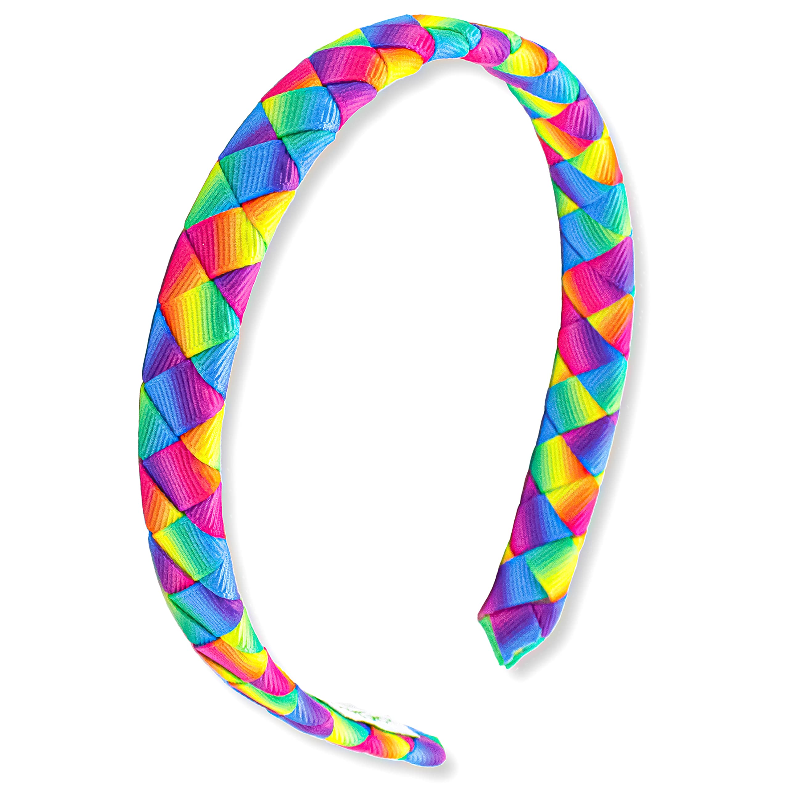 FROG SAC Rainbow Headband for Girls, Tie Dye Headbands for Kids, Cute Hard Head Band for Little Girl Hair Accessories, Unicorn Fashion Braided Hair Band, Basketweave Hand Braid Headband