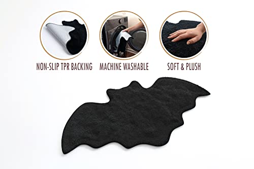 Halloween Bat Bath Mat - Rugs Bat Decor - Bats Bathroom Rug Decoration Black Gothic Gift Goth Gifts Room Decorations Spooky Witch Witchy Home Batman Cute Mats for Kitchen Bedroom Addams Family Decor