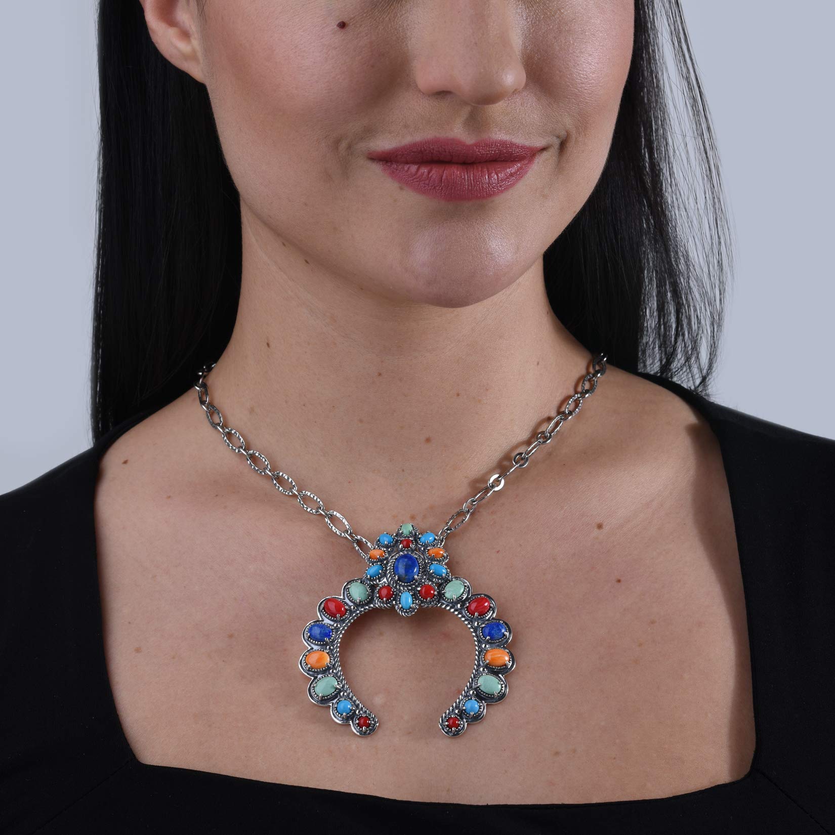 American West Sterling Silver Bright Gemstone Bold Naja Enhancer