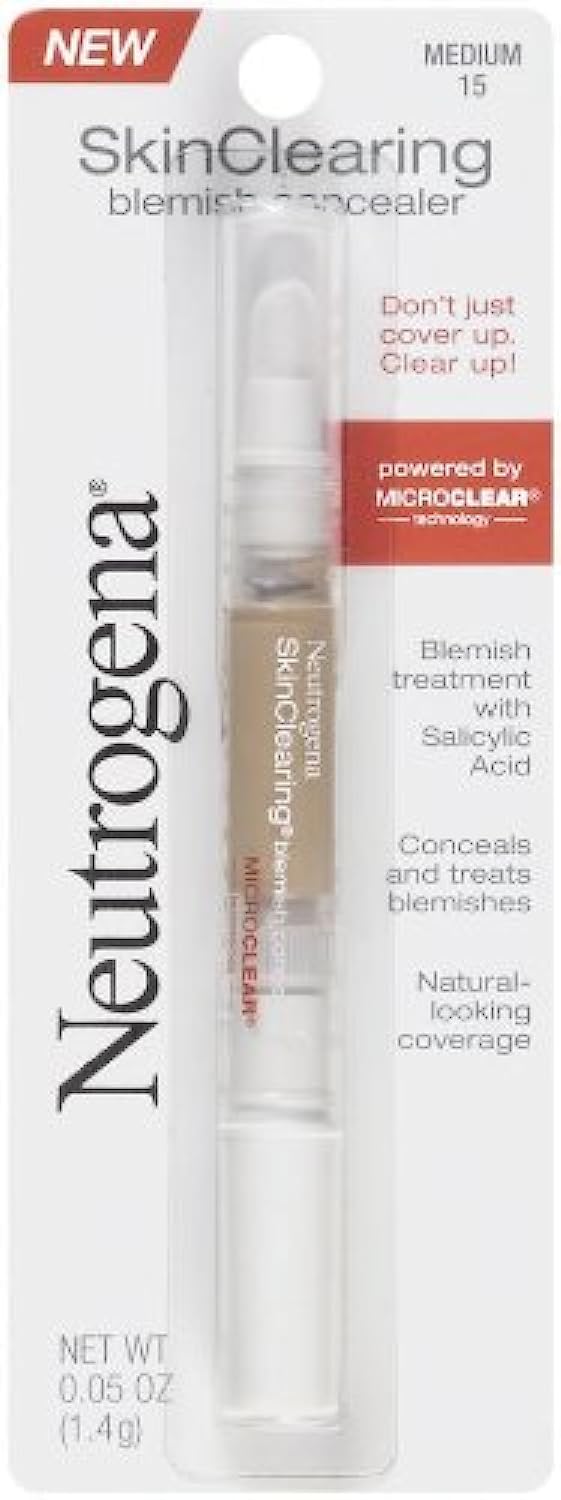 Neutrogena Skinclearing Blemish Concealer With Salicylic Acid, Medium 15,.05 Oz. (Pack of 2)