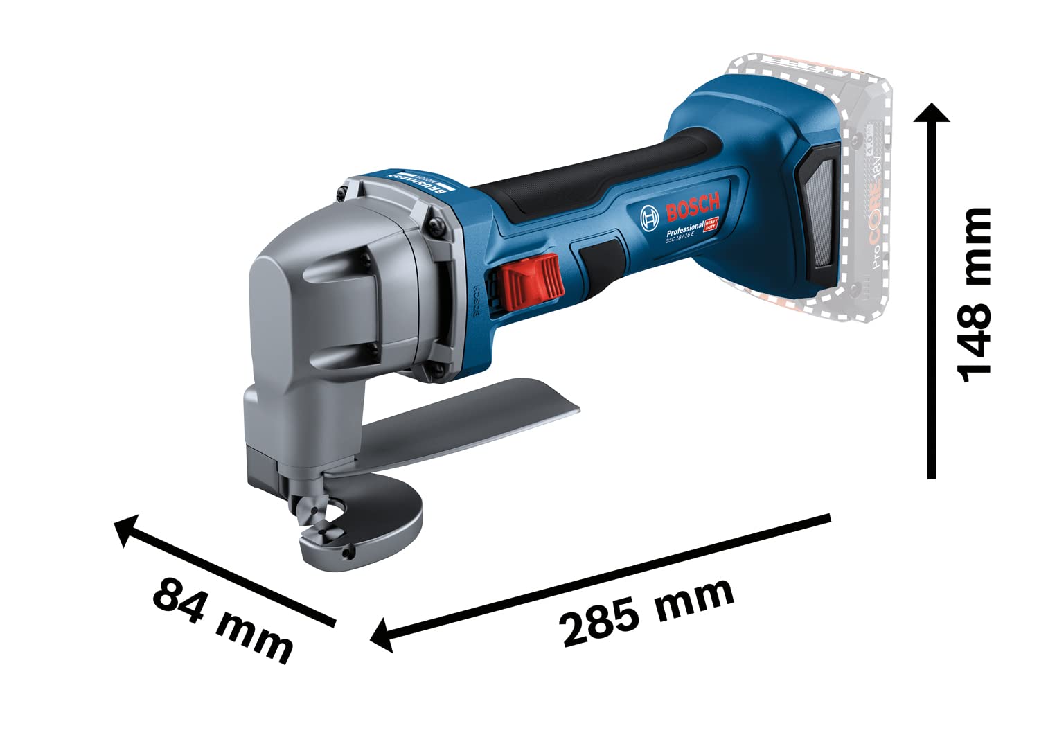 Bosch Professional GSC 18V-16 E 18V System Battery Tin Snips (Power 700 W, Handle Width 156 mm, Brushless Motor Technology, Battery/Charger Not Included)