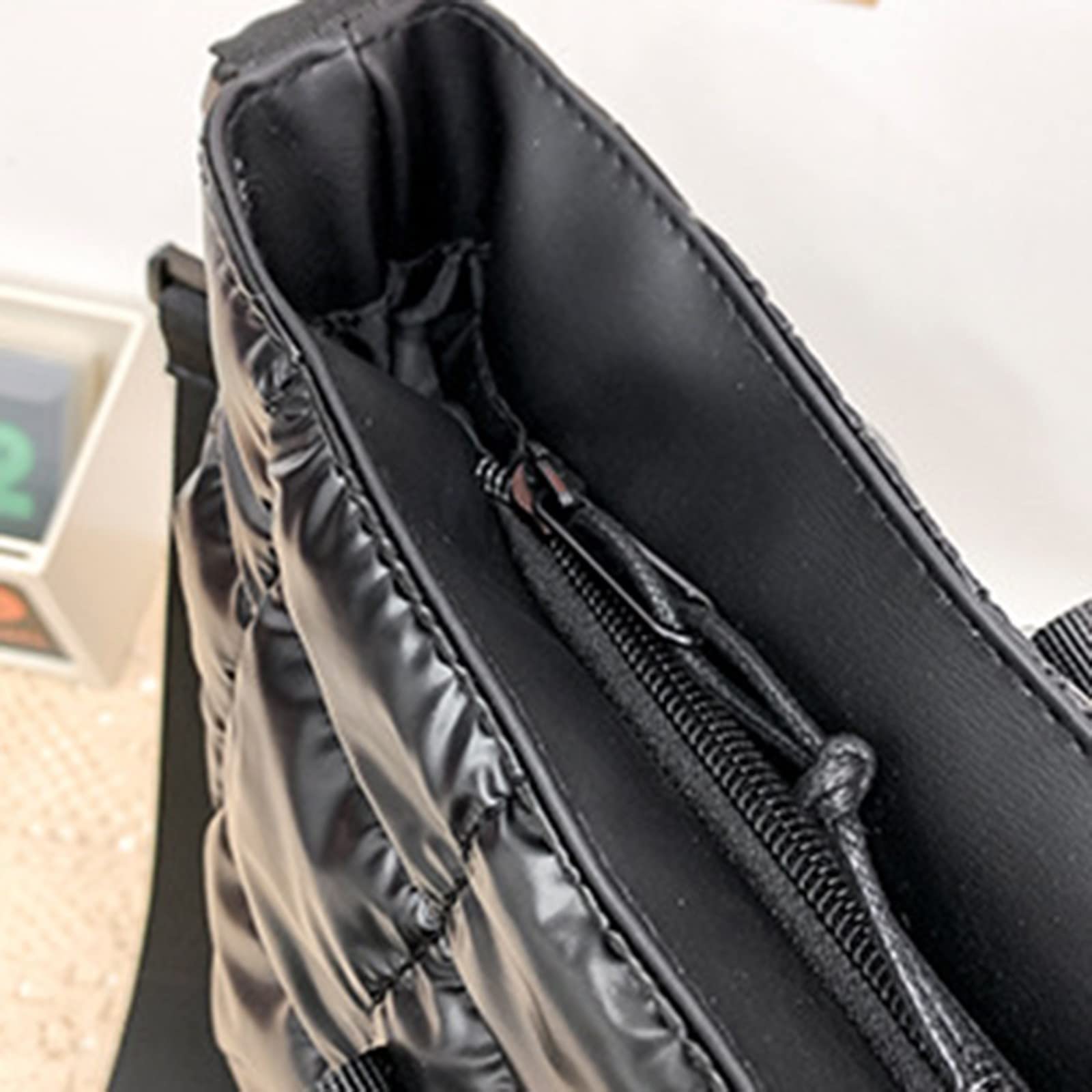 Beach Bags For Women Women's Bags Solid Color Plaid Quilted Bag Large Capacity Zipper Shoulder Bag (Black, One Size)