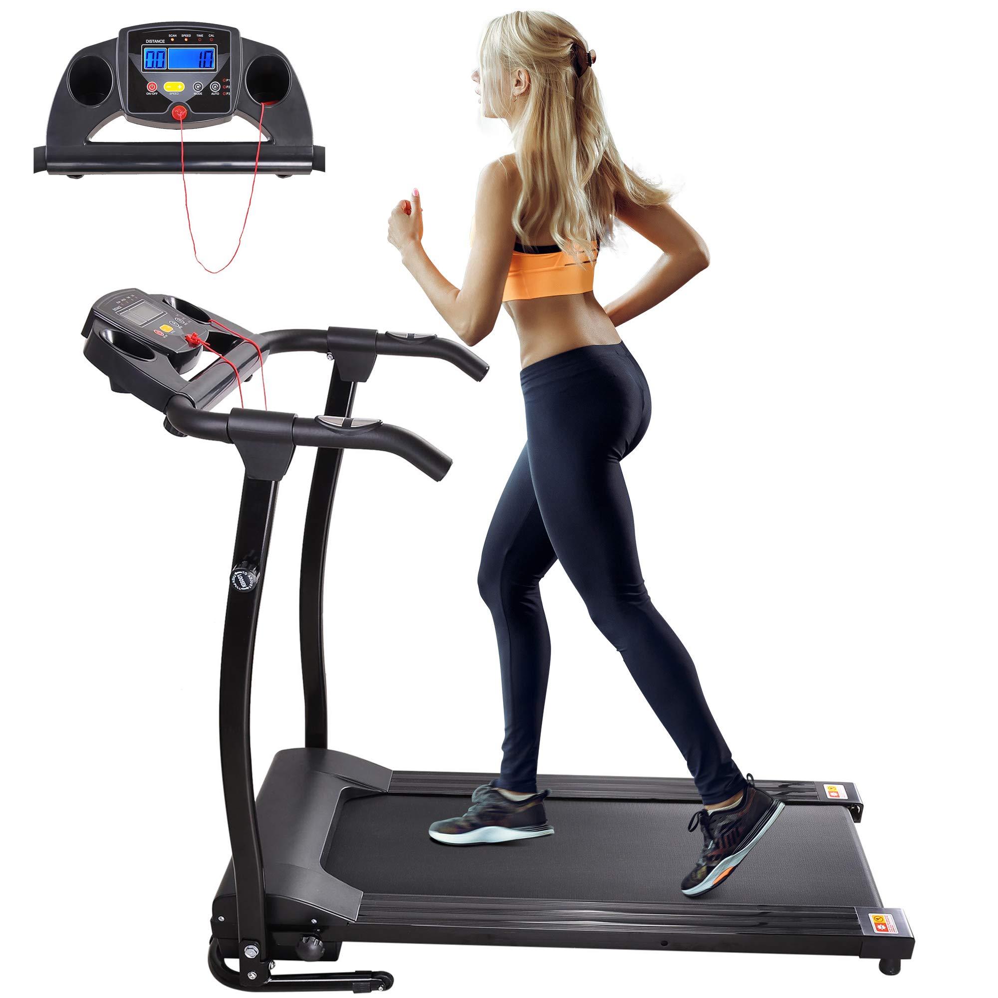 AW Folding Electric Treadmill Portable Running Walking Treadmill with LCD Display Compact Treadmill for Home Cardio Exercise
