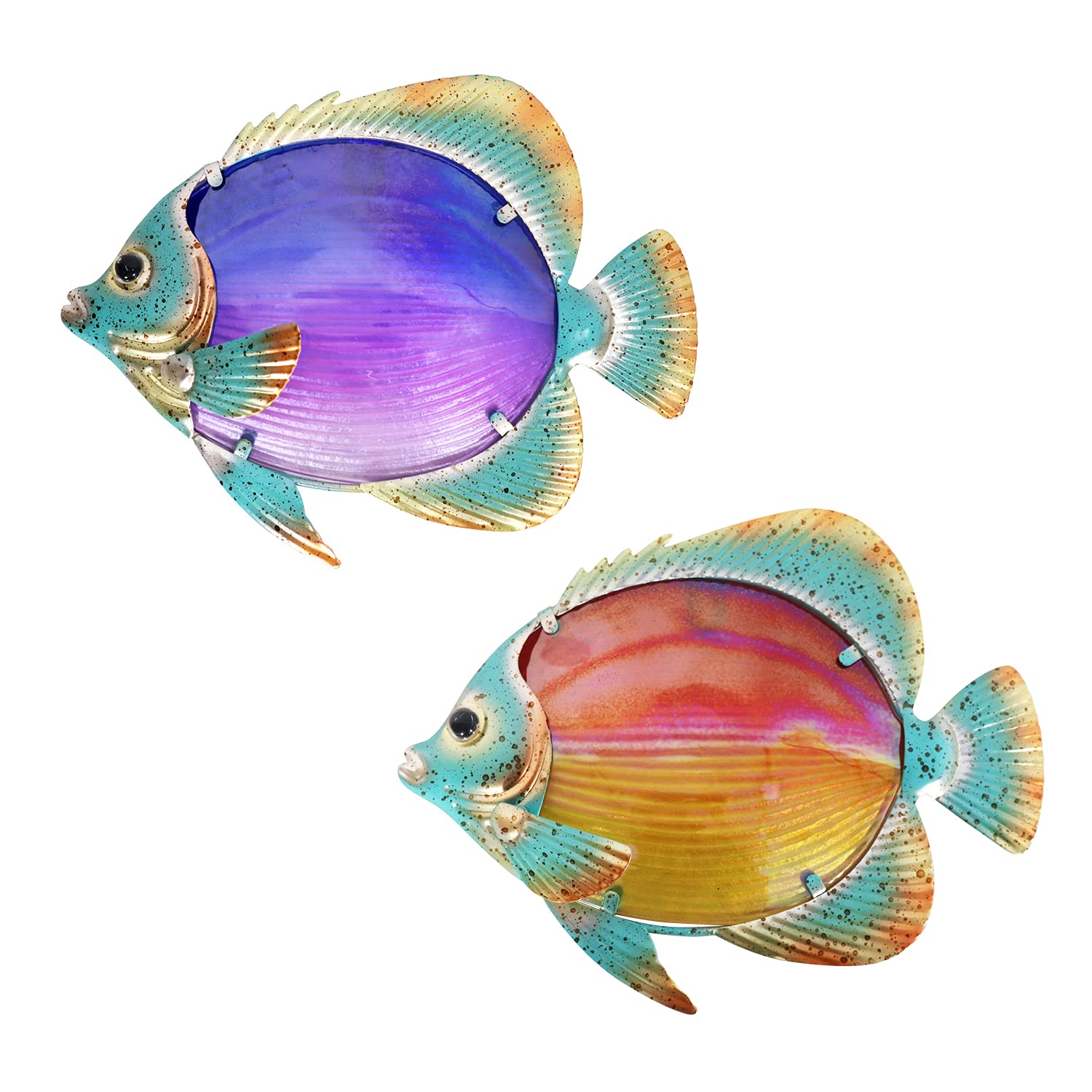 LIFFY Metal Fish Wall Decor 2Pack Handmade Glass & Metal Fish Wall Art for Living Room Bedroom Bathroom Pool Pretty Gift Idea Make Your Home Unique
