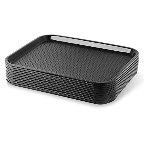 New Star Foodservice 24692 Black Plastic Fast Food Tray, 14 by 18-Inch, Set of 12