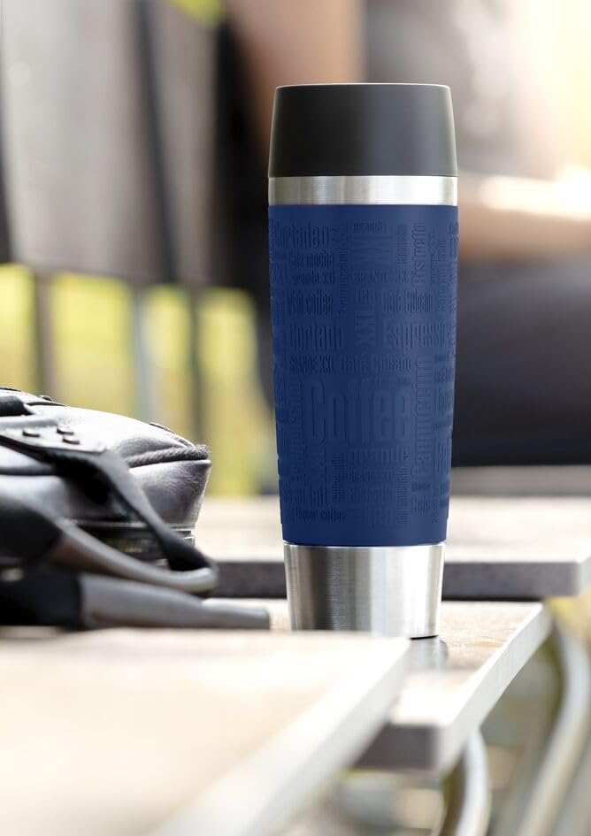 EMSA Germany: Travel Mug Grande - Premium High Performance German Engineered Thermos Vacuum Flask Tumbler, 17oz, Blue