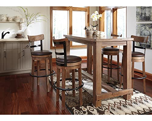 Signature Design by Ashley Pinnadel 30" Modern Swivel Pub Height Barstool, Light Brown