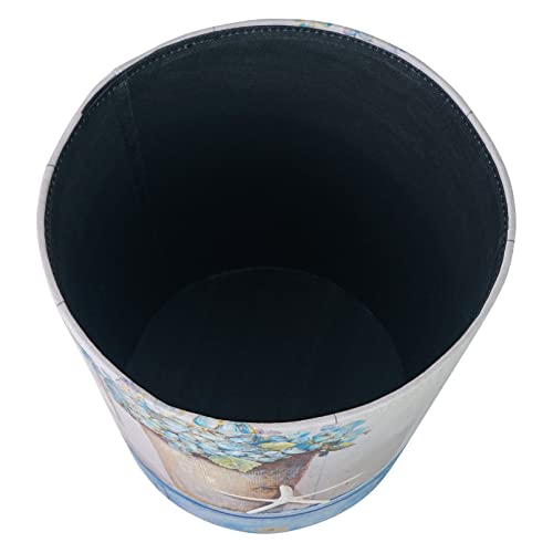 DreamsEden Vintage Leather Trash Can - Retro Waste Toillet Paper Bin Basket for Bathroom Bedroom Office (Beach House)