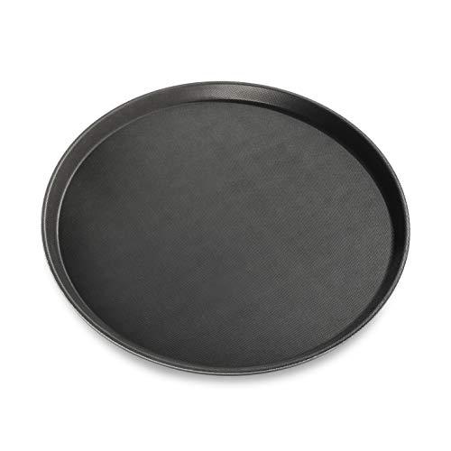 New Star Foodservice 25217 Restaurant Grade Non-Slip Tray, Plastic, Rubber Lined, Round (16-Inch, Black)