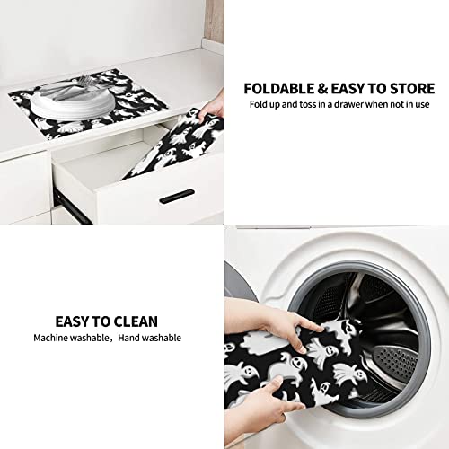 Halloween Goth Printed Drying Mat For Kitchen Ultra Absorbent Microfiber Dishes Drainer Mats Non-Slip Silicone Quick Dry Pad - 18 X 16inch