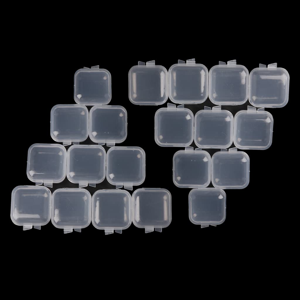 Diarypiece 20 Pcs/set Plastic Jewelry Box Organizer Storage Cases, Mini Clear Bead Container