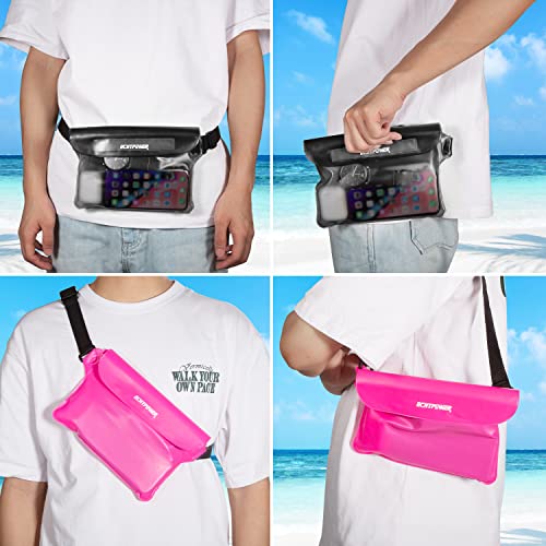 ECHTPower 2 Pack Waterproof Pouches Bag, Screen Touch Sensitive Waterproof Bag Dry Bags with Adjustable Waist Strap for Beach Bulk Swimming Kayaking Floating Boating Fishing Hiking Pool Water Park