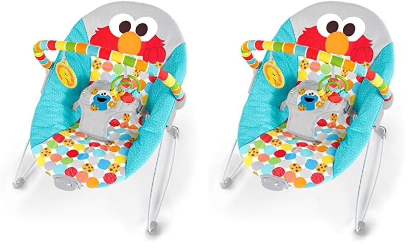 Bright Starts Sesame Street I Spot Elmo! 3-Point Harness Vibrating Baby Bouncer with Toy bar (Pack of 2)