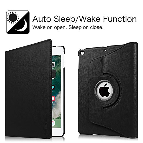 Fintie Rotating Case for iPad 6th / 5th Generation (2018 2017 Model, 9.7 inch), iPad Air 2 / iPad Air 1-360 Degree Rotating Protective Stand Cover Auto Sleep Wake, Black