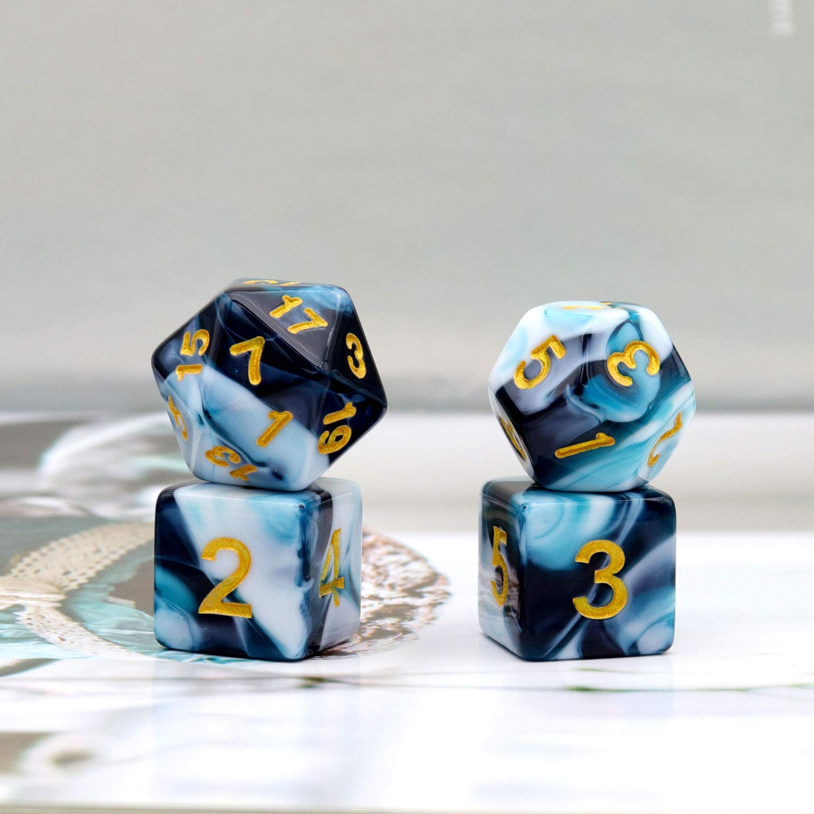 Haxtec 11 PCS DND Dice Set Extra D6 D20 Polyhedral D&D Dice for RPG Dungeons and Dragons Accessories Gift-Teal White Gemini Dice