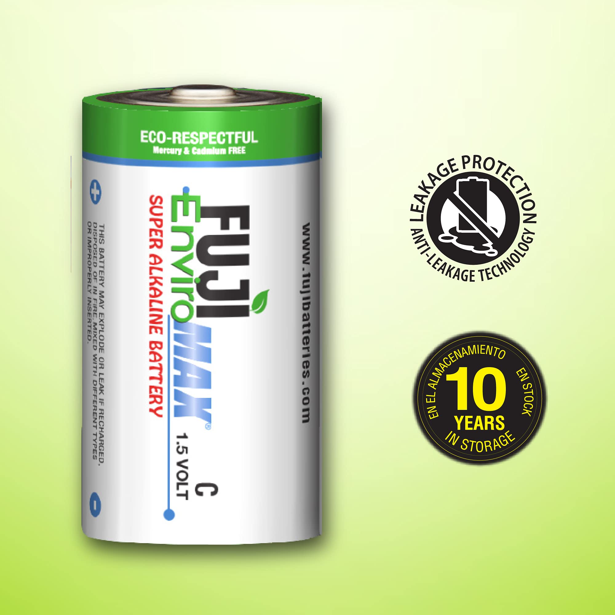 Fuji Enviromax 4200BP2 EnviroMax C Super Alkaline Batteries, 2 pk, White, 2 CT