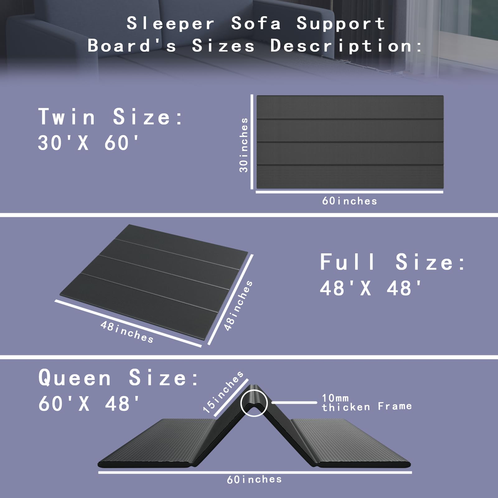 Yarfyk Foldable Box Spring, Bunkie Board, Bed Support Slats for Support to Streamline and Minimize The Bed, No Assembly Needed, Twin Size, 48 x 48 in