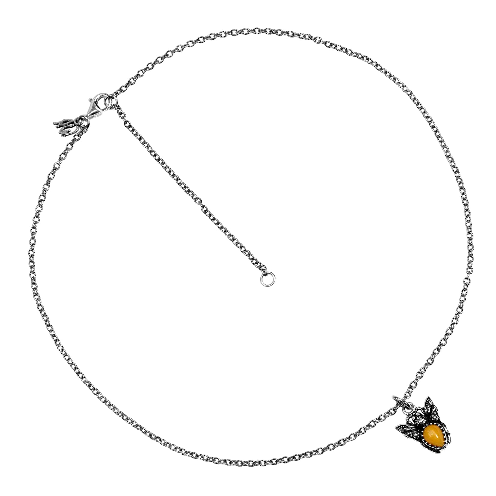 American West Sterling Yellow Jasper Bee Necklace 17 to 20 Inch