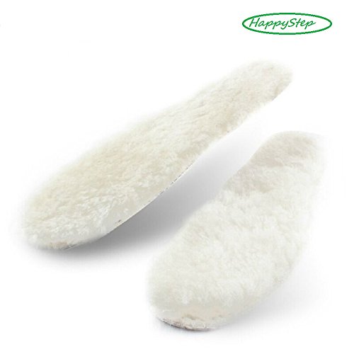 Happystep Genuine Sheepskin Lambswool Cushioning Shearling Winter Insoles with Felt Comfort Sole(Women 11)