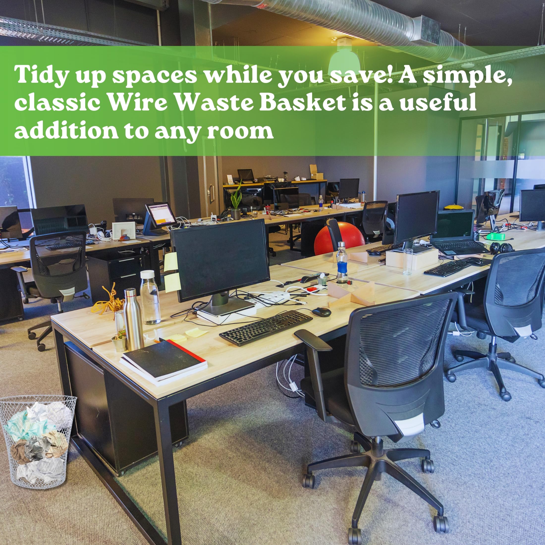 BOSS CLASS BCL Wire Mesh Round Waste Basket, 9in (White, Pack of 3) Lightweight Trash Can Open Top Wastebasket Recycling Bins Desk Office School Garbage Cans Home Essential & Custom Storage Carrier