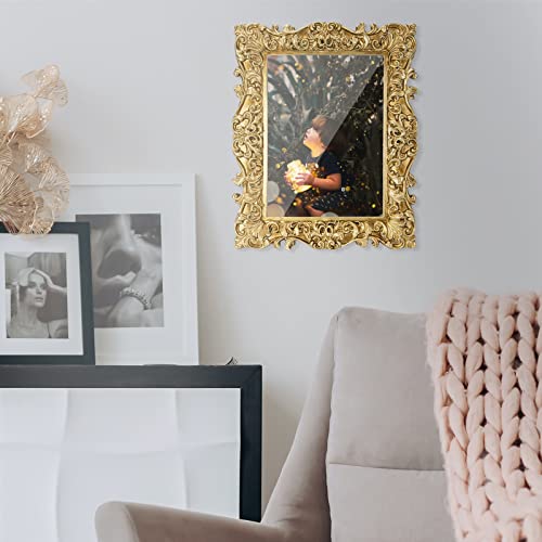 GUOER 5x7 Picture Frames Vintage Photo Frame with Glass Front Antique Picture Frame for Tabletop Wall Hanging (5x7, Shiny Golden)