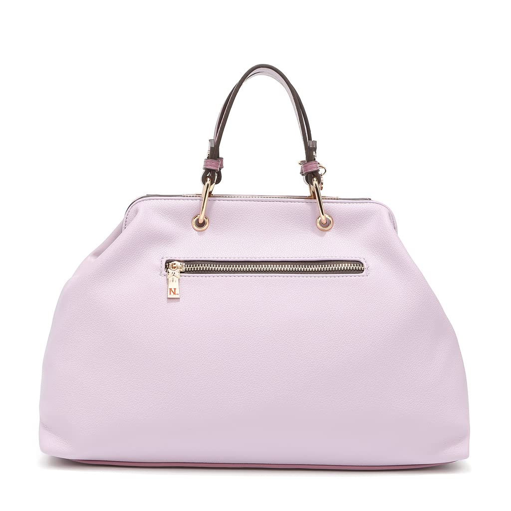 Nicole Lee Cornelia Floral Diamond Embroidered Satchel, Flower Handbag with Optional Crossbody Strap, 3 Compartments (Lavender)