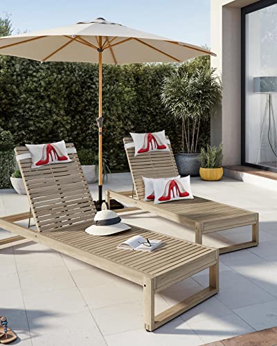 HilariousM Red High Heels Modern Outdoor Pillows for Chaise Lounge Chair, Rustic Wood Waterproof Lumbar Head Support Pillow with Adjustable Elastic Band for Pool Patio Furniture Decorative