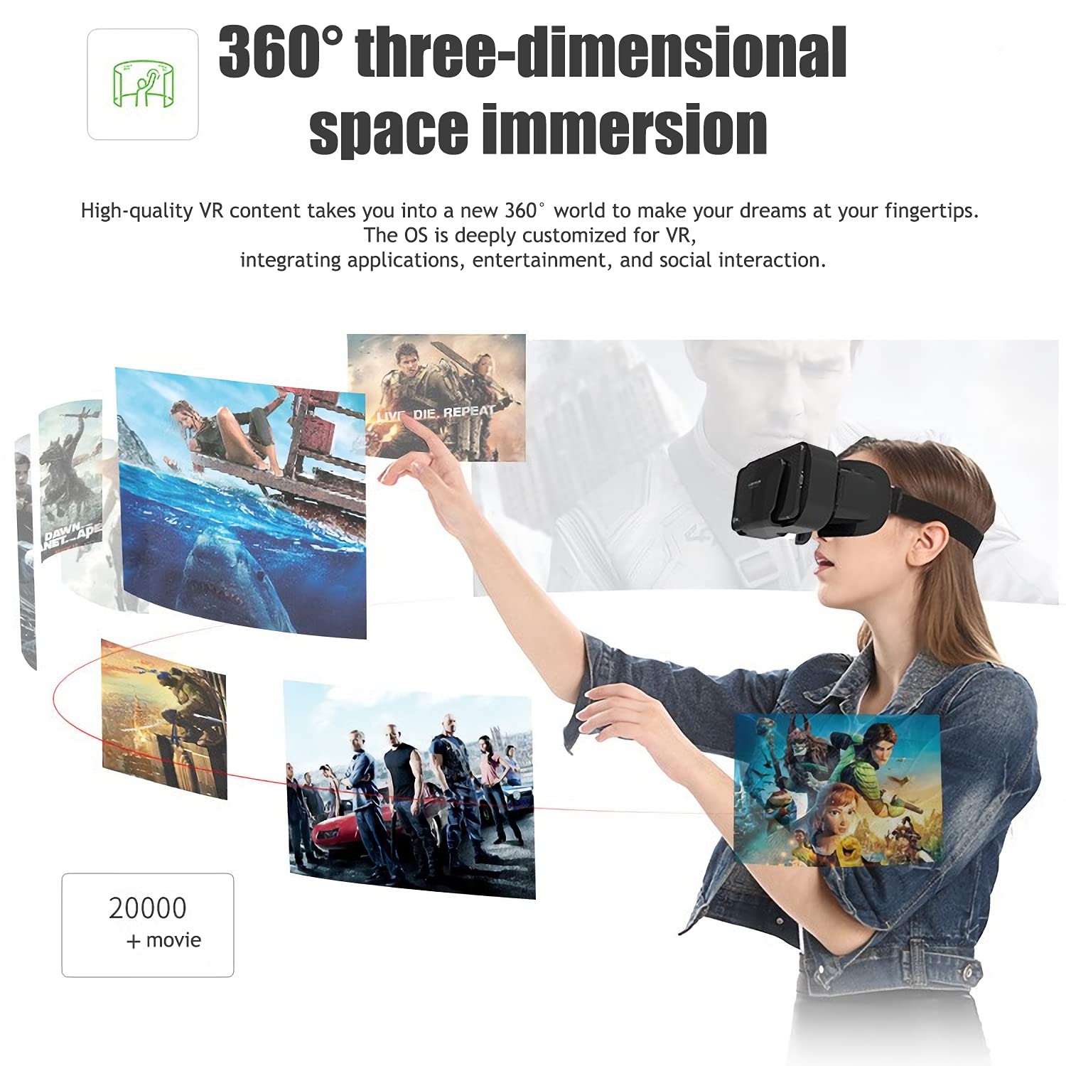 Barbato VR Headset Virtual Reality Glasses Compatible with Phone/Android New Goggles for Movies Compatible 5-7 Inch Soft