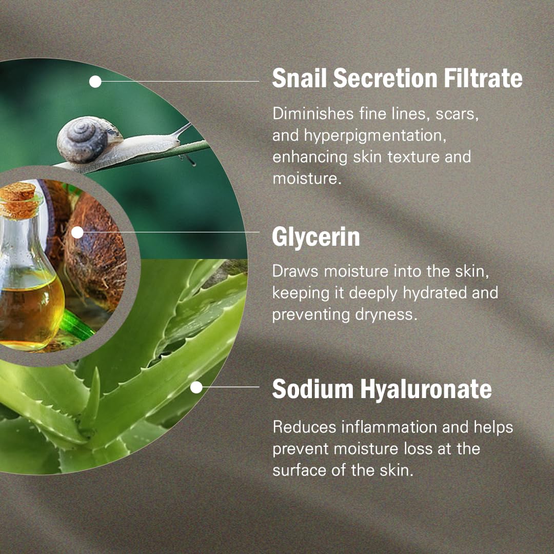 MIZON Snail Repair Intensive Ampoule Snail Mucin with Hyaluronic Acid Vitamin E Adenosine Elasticity Booster Skin Nutrition (30ml 1.01 fl oz)