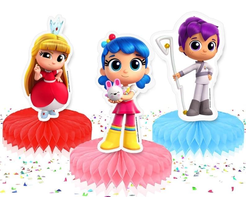PC True and The Rainbow Kingdom Honeycombs Table Centerpieces for Birthday Party Decorations