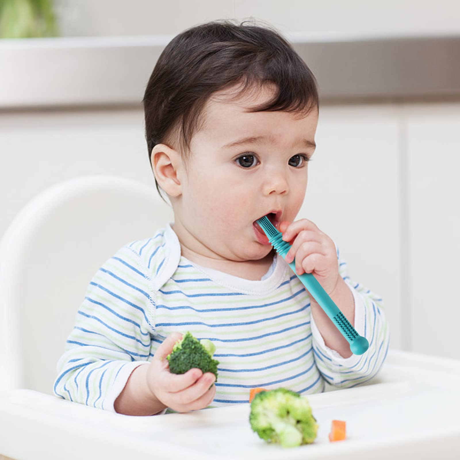 Chuya 6 Pack Hollow Teether Tube, Silicone Tubes Baby Teether Toys, Chew Straws Toy for 3-12 Months Babies Molars, Teething Relief Baby Teethers,BPA Free/Freezable,Dishwasher Safe,Easy to Clean