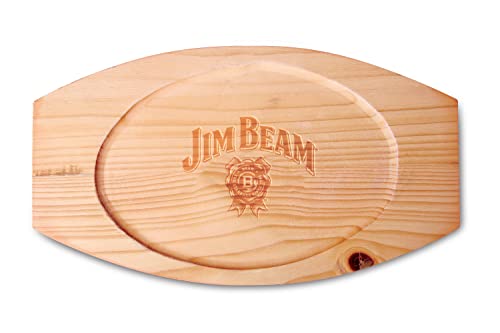 Jim Beam JB0159, Heavy Duty Construction, Pre Seasoned Cast Iron Skillet with Wooden Base and Mitt, Black,Small