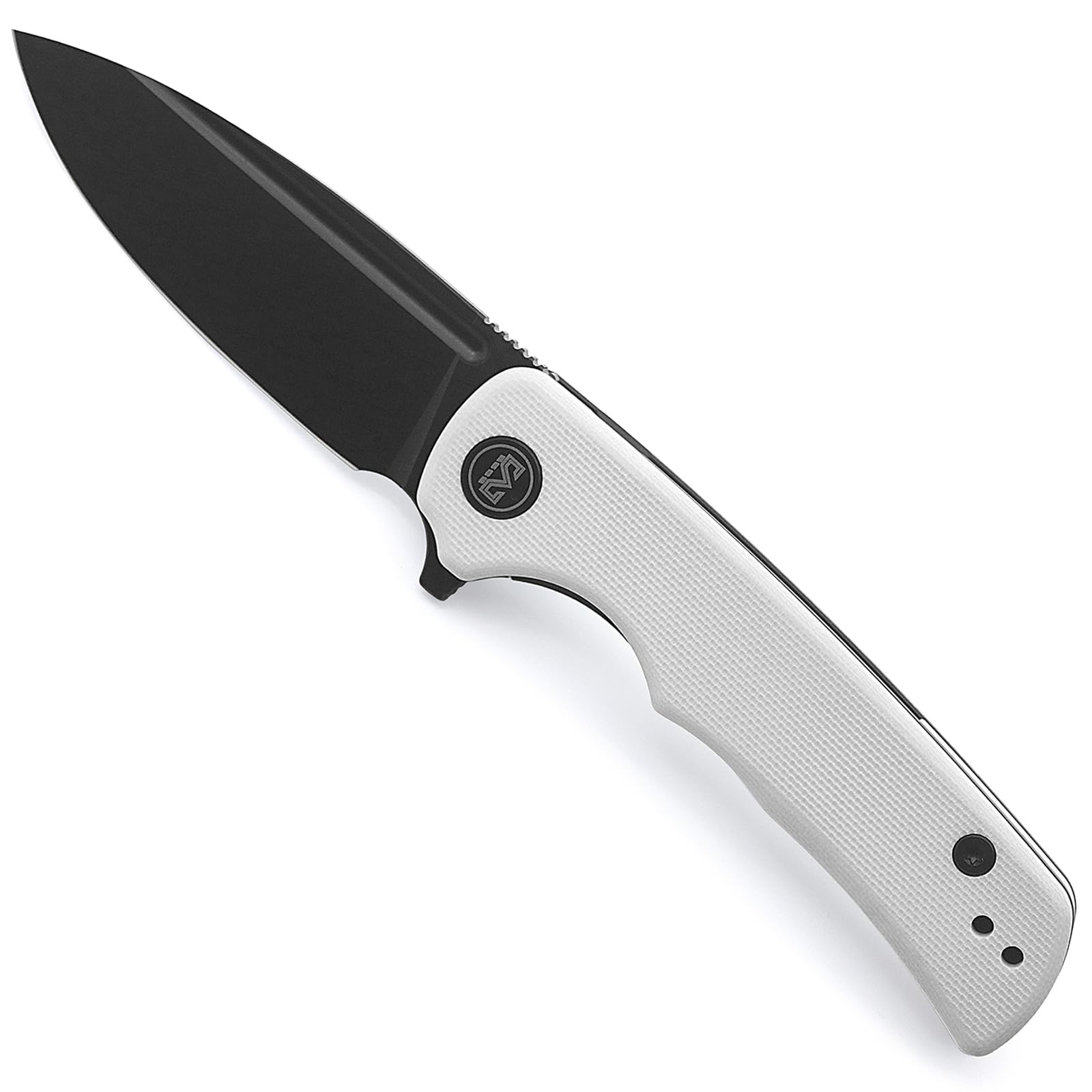 Miguron Knives M Talism Flipper Folding Knife,3.01" Black PVD D2 Blade White G10 Handle With Deep pocket Clip,Camping Hiking Pocket Knife MGR-810WH