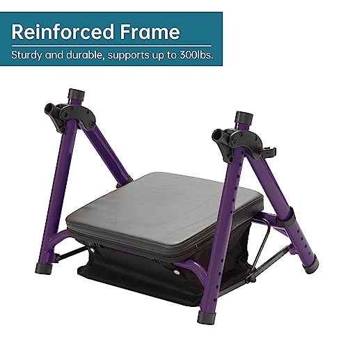 ELENKER All-Terrain Rollator Walker with 10” Non-Pneumatic Wheels, Sponge Padded Seat and Backrest, Fully Adjustment Frame for Seniors, Purple