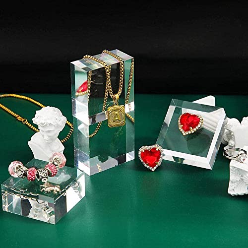 GUANLI Acrylic Square Display Block,Clear Riser Transparent Display Cases for Collectibles, Base,T Acrylic Square Display