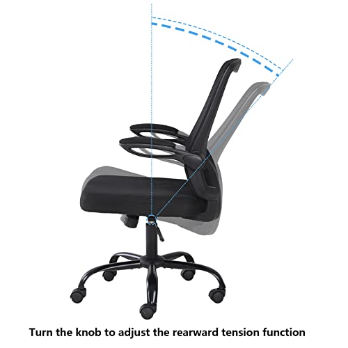 Mesh Office Chair Ergonomic Office Chair with Arm flip up and Back Support Office Chair, Adjustable Height Executive Office Chair for Computer Desk Home Office Chair Black
