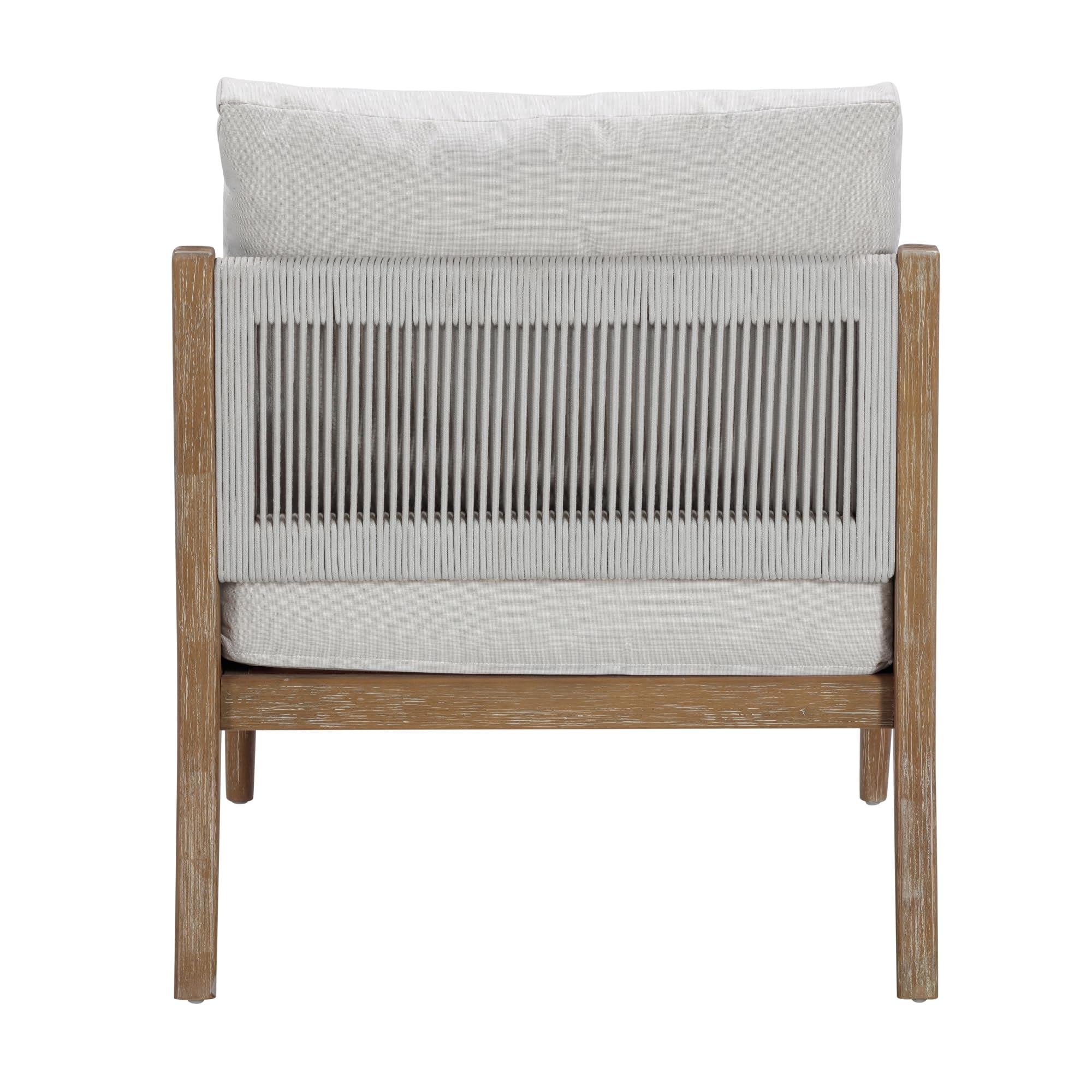 Nathan James Kayden Bohemian Wooden Upholstered Armchair, Outdoor Lounge Chair with Removable Cushion Covers and Solid Acacia Wood Frame, Light Brown