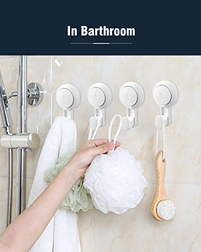 LUXEAR Suction Cup Hook Towel Hooks Shower Hooks Removable Kitchen Suction Hooks Vacuum Wall Holder for Home Bathroom Holder for Loofah Sponge Towel Key Coat Bag - 2 Pack