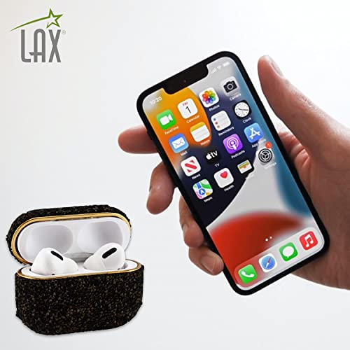 LAX Gadgets AirPods Pro Case Cover - Protective Compatible with Apple AirPod Pro - Lightweight Case with Carabiner Key RingĀ Easy to Use - Rhinestones Black