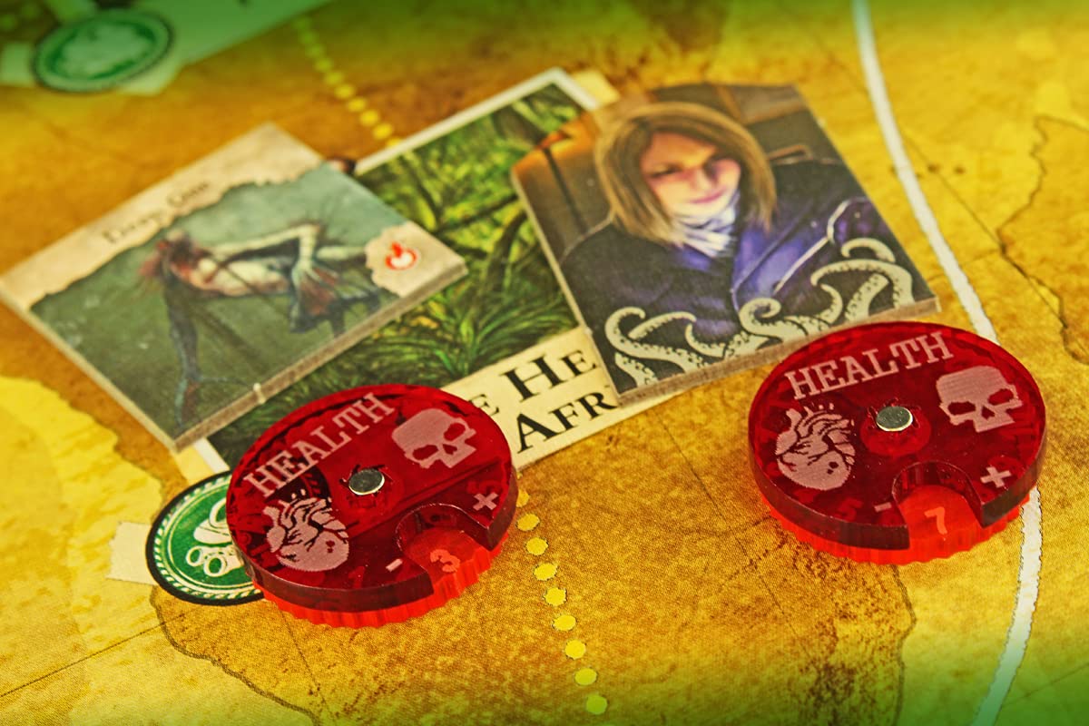 LITKO Cthulhu Dials | Compatible with Eldritch Horror Board Game | Arkham | 2 Pack | Numbered 1-15 | (Red - Wound Dials)