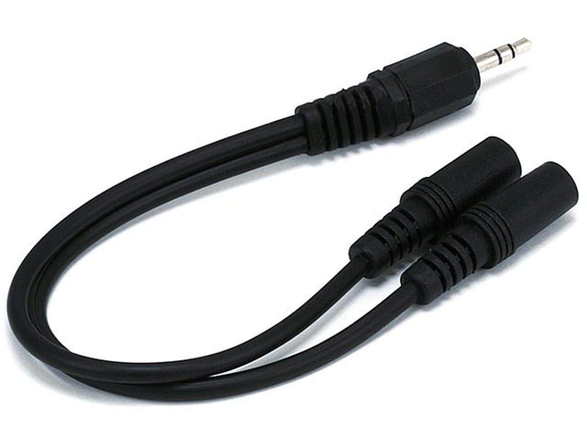 Monoprice 100667 6-Inch 3.5mm Stereo Plug/Two 3.5mm Stereo Jack Cable Black