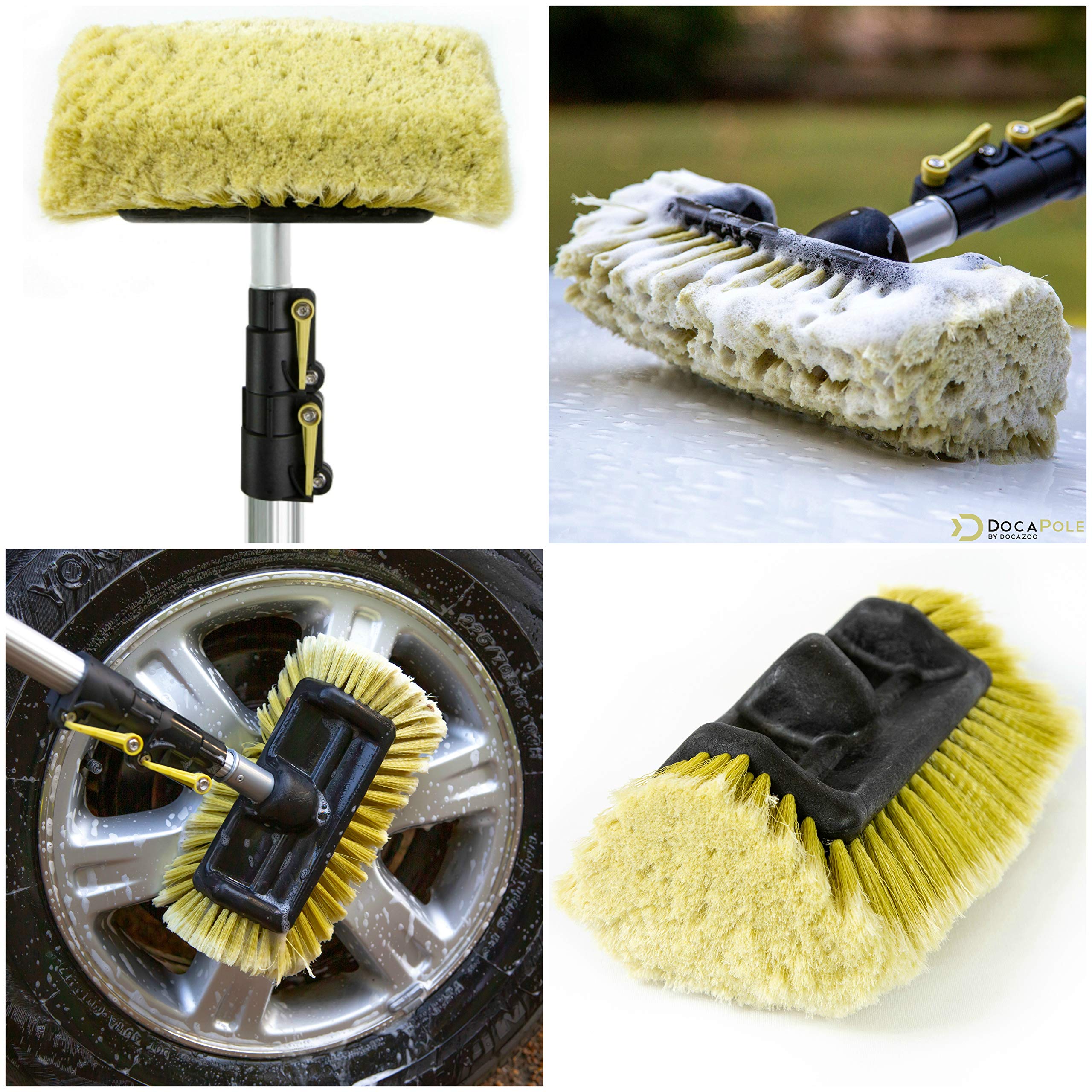 DOCA Car Wash Brush with Long Handle - Outdoor Broom for House, Deck, Patio - Soft Brush, Car Wash Brush (6+ Ft Reach)