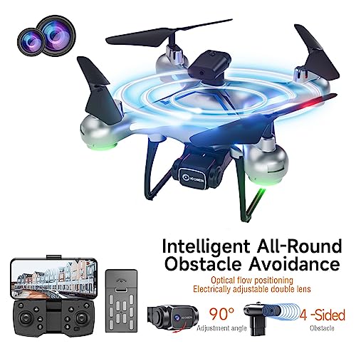Drones with Camera for Adults, 4K Dual HD Camera with Carrying Case, WiFi FPV Live Video RC Aircraft Quadcopter, Optical Localization, Altitude Hold, 360° Flip, Headless Mode, Gift for Beginners #