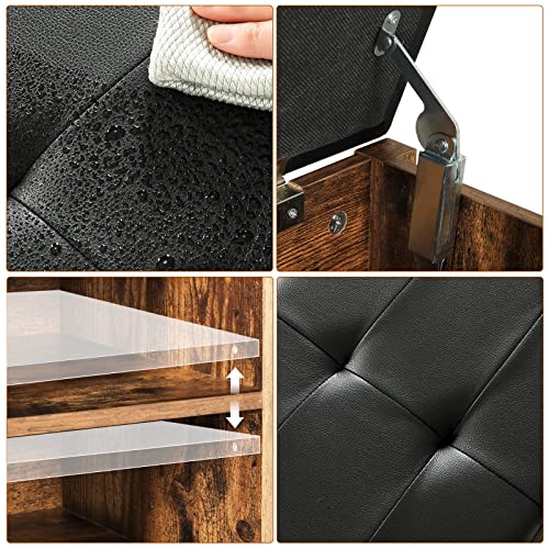 Hasuit Shoes Bench, Entryway Bench with Storage, Shoe Rack with 2 Lift Top Storage Boxes and 10 Compartments, Shoes Organizer for Entryway, Bedroom, Length 41.3ββ(Accent Brown)