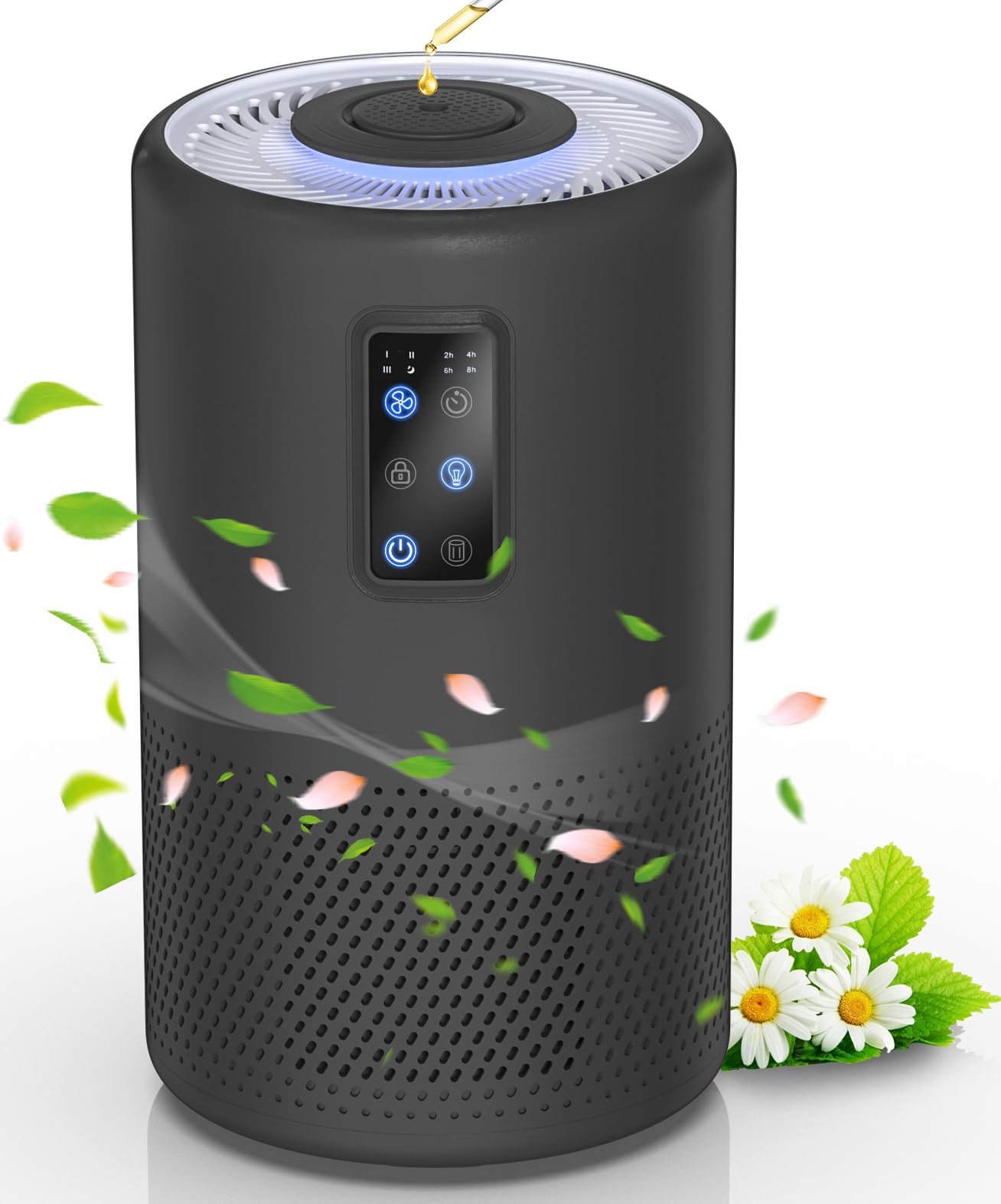 B-D02U Air Purifiers for Home Large Room with Night Light up to 1076ft², H13 True HEPA Air Cleaner with Fragrance Sponge, Sleep Mode, Timer, Speed, Lock, for Wildfire Smoke Pet Dust Pollen Odor